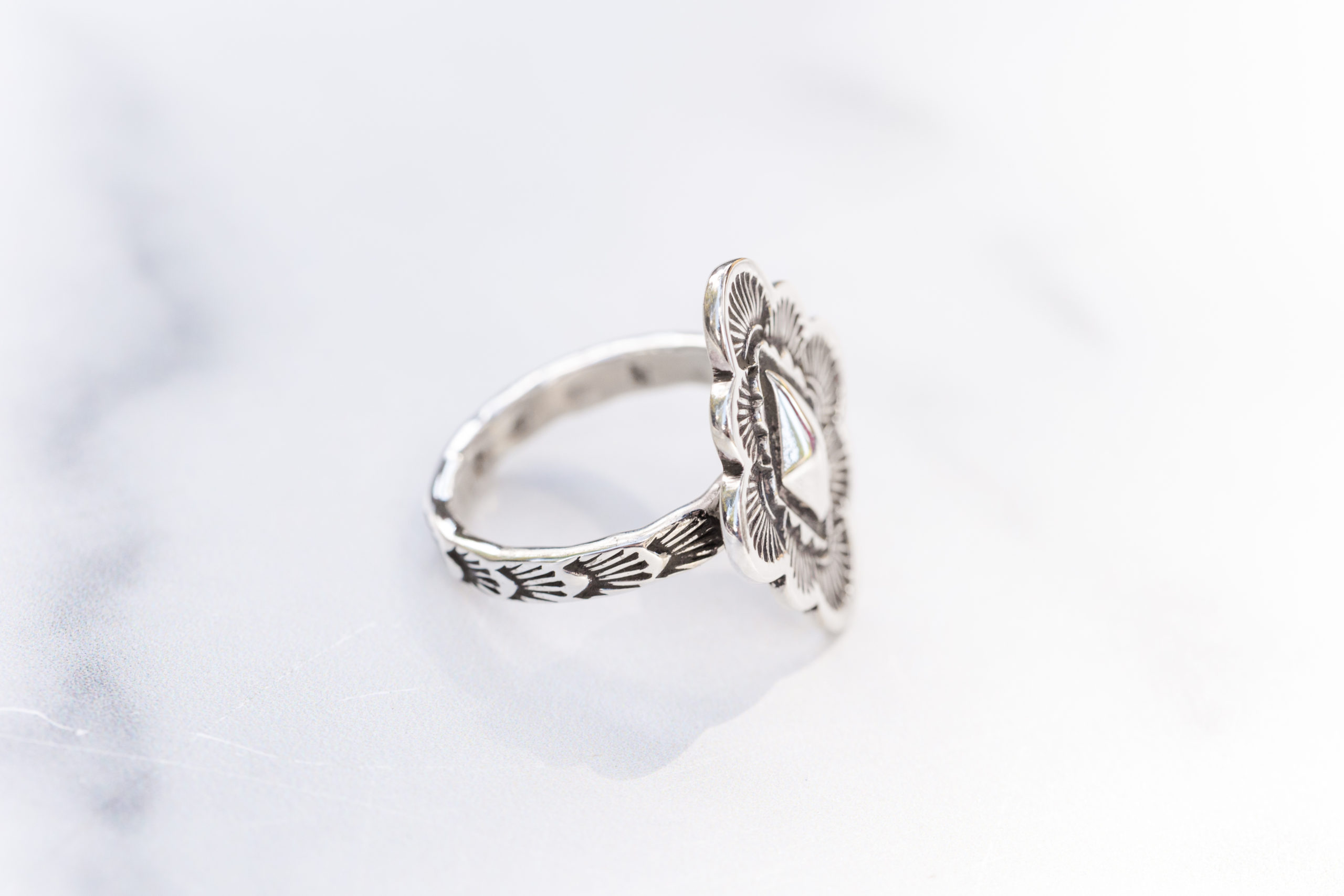 Stamped Cutout Concha Ring - Reed + Rush